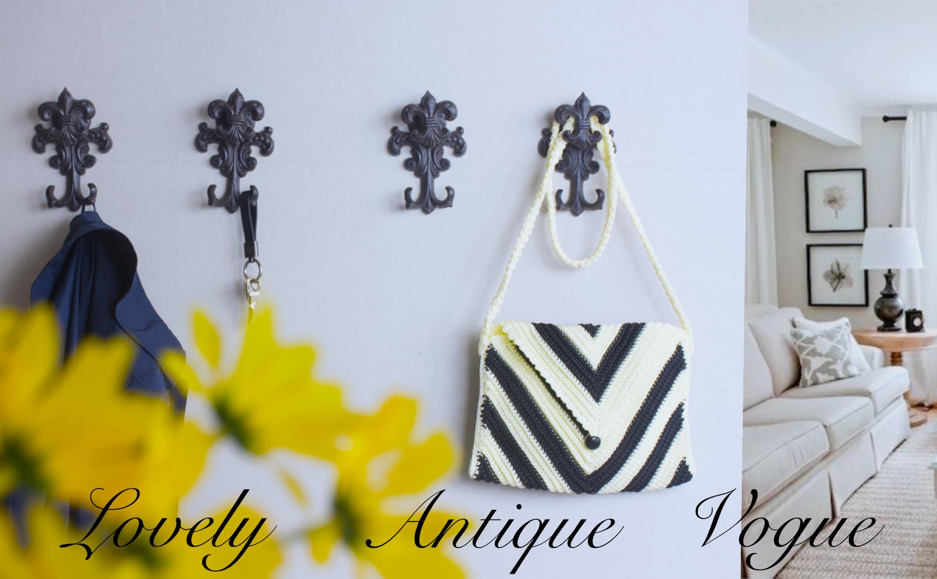 Stelalloy Decorative Wall Hook - Cast Iron Hooks - Black Coat Hooks Towel Hooks for Bathroom Hat Holder Purse Hook - Rustic Coat Hooks Wrought Iron Hooks - Garden Hooks - Pool Hooks