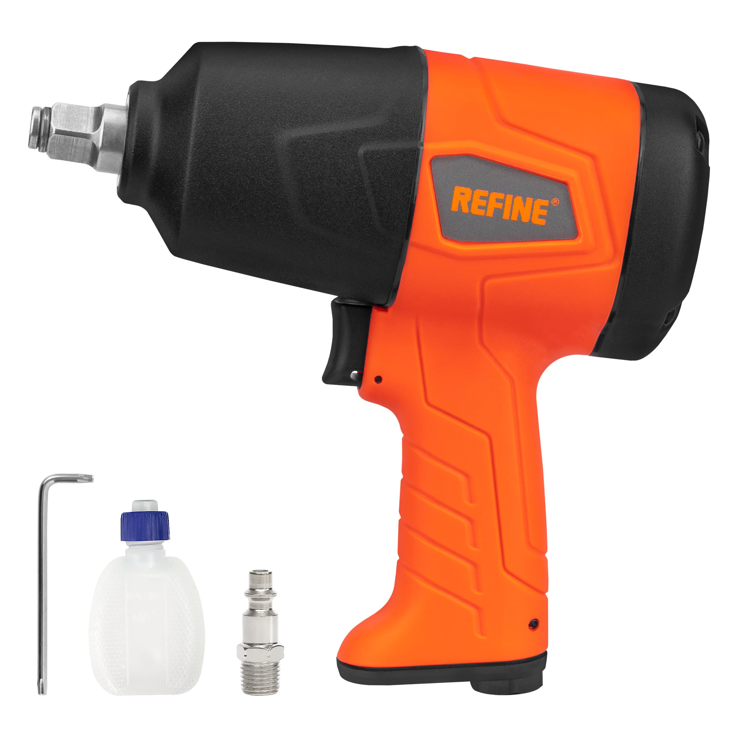 REFINE 1/2 Inch Air Impact Wrench, Air Impact Gun with Max Torque 663 ft-lbs,Reversible,Twin Hammer,Pneumatic Impact Gun for Automobile Industry,Changing Tires