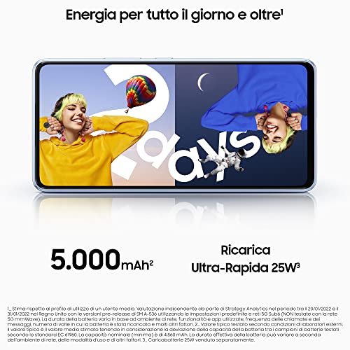 Samsung Galaxy A53 5G (128GB, 6GB) 6.5", IP67 Water Resistant, Dual SIM GSM 4G Volte Unlocked (Not Verizon Boost At&t Cricket) International Model A536E/DS (25W Charging Cube Bundle, Awesome Whitee)