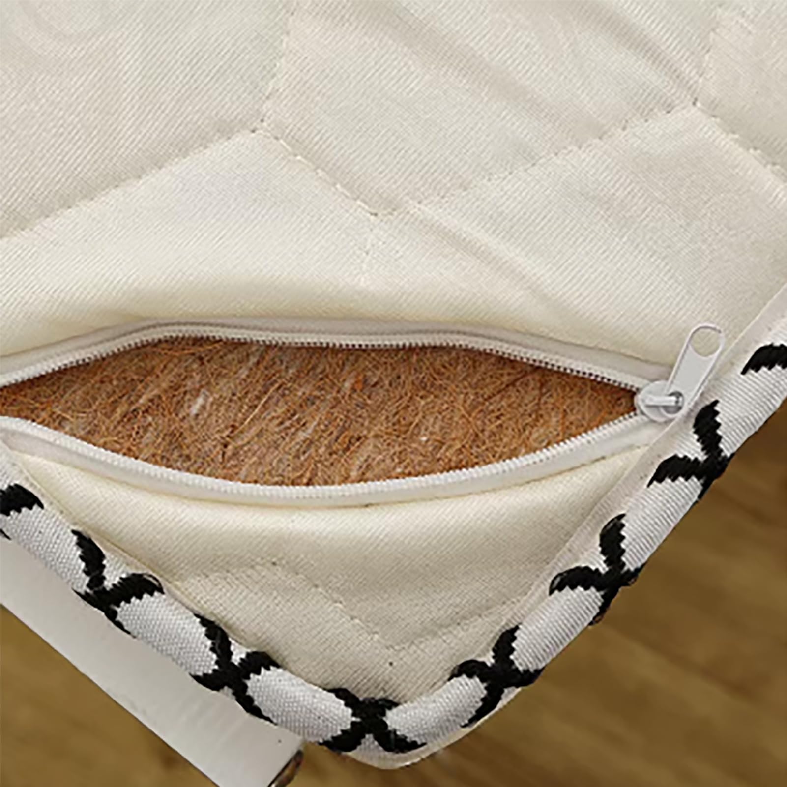 MSSHUANG Tri-fold Coir Mattress 8cm Single Mattress Tatami Mattress has Good air Permeability and is Easy to Store and Move,Ribbon Style,1.35x1.9m