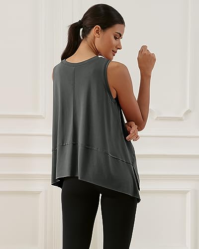 ODODOS Women's Modal Soft Sleeveless Crop Top Athletic Gym Workout Tee Cropped Yoga Tank, Black, Small