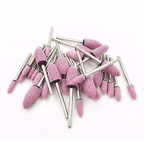 ๐๐ฎ๐จ ๐ค๐ 100 Pcs Rotary Grinding Stone - 1/8'' Shank Aluminum Oxide Sanding Kits Abrasive Stone Grinding Points Polishing Kits for Dremel Rotary Tool (Red)