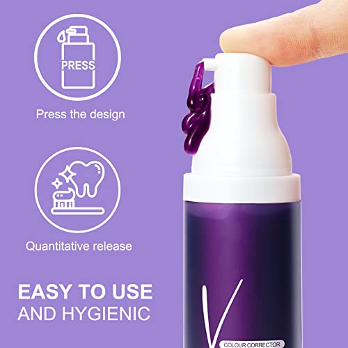 Purple Toothpaste for Teeth Whitening,Tooth Stain Removal,Teeth Whitening Purple Toothpaste, Colour Correcting, Colour Corrector, Tooth Colour Corrector,30ml,2 Pcs