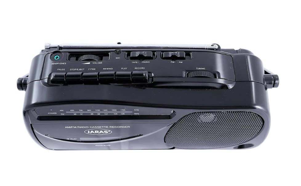 Jaras® JJ-2618 Limited Edition Portable Boombox Tape Cassette Player/Recorder with AM/FM Radio Stereo Speakers & Headphone Jack
