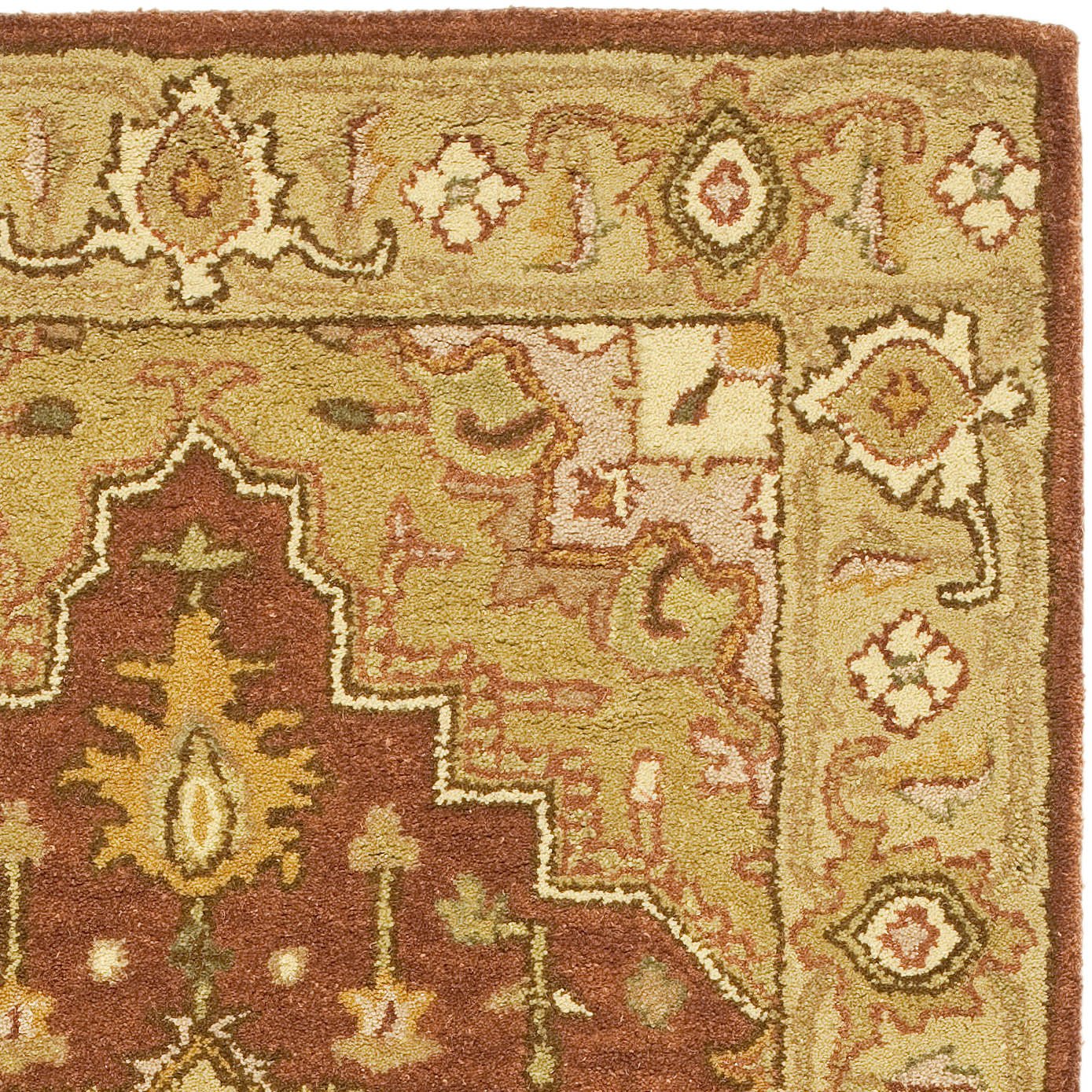 SAFAVIEH Heritage Collection 3' x 5' Rust / Gold HG345A Handmade Traditional Oriental Premium Wool Area Rug