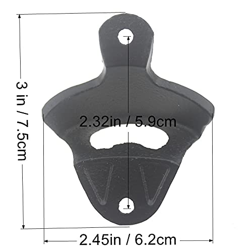 Luwanburg 6 PCS Black Cast Iron Beer Bottle Opener Wall Mounted Bottle Cap Opener Open Here for Man Cave Patio Bar