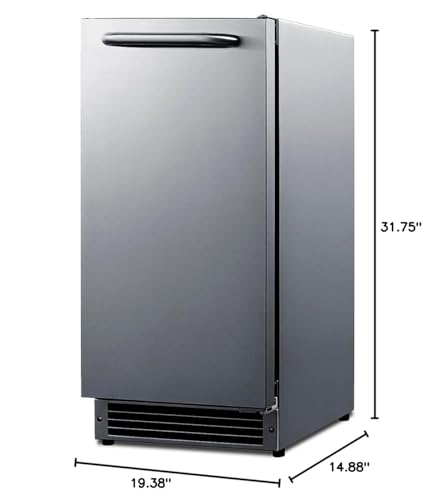 Summit BIM26H32 Drain-Free Icemaker, ADA Compliant, 15" Wide, 25lb Crescent-Shaped Ice, 304-grade Stainless Steel (32 Inch- ADA Height, Indoor)
