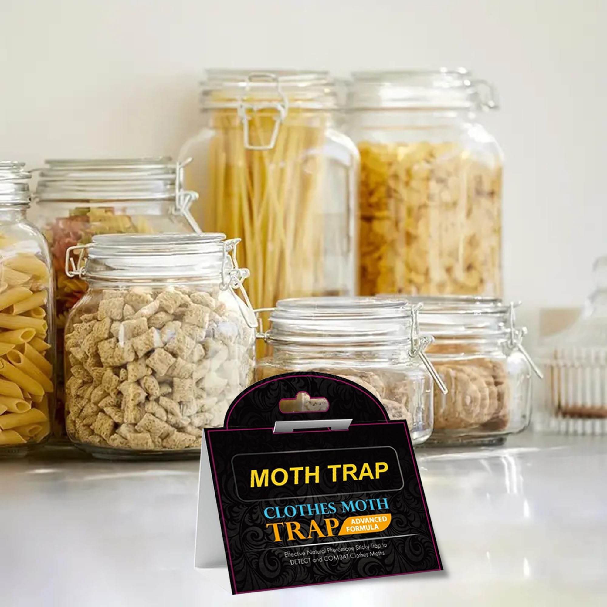 Pantry Moth Glue Traps (8 Packs) Pantry Moth Killer for House Pantry | Non-Toxic and Odorless for Food and Cupboard Moth | Super Strong Glue for Moth Catcher | Black