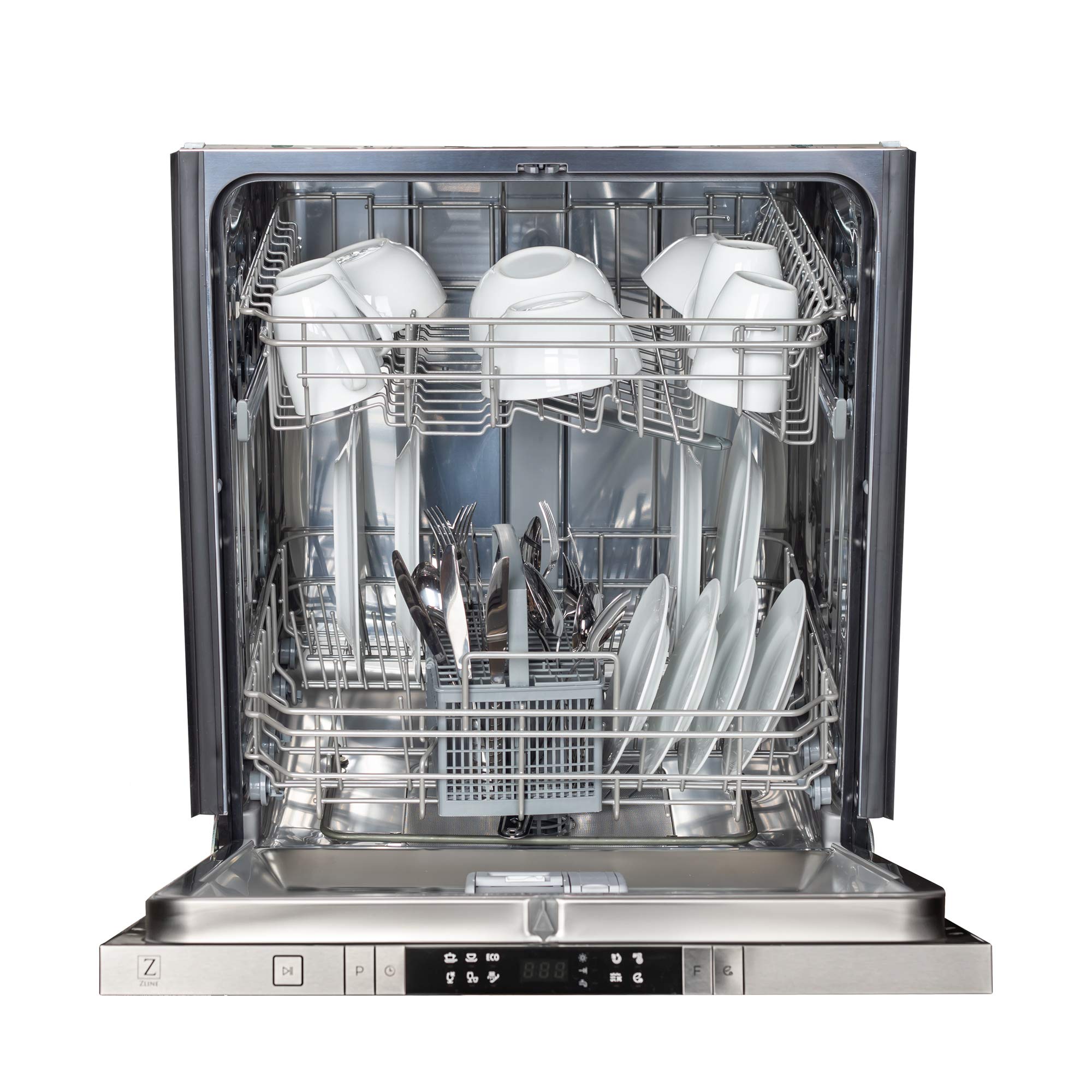 ZLINE 24 in. Fingerprint Resistant Top Control Dishwasher with Stainless Steel Tub and Modern Style Handle, 52dBa