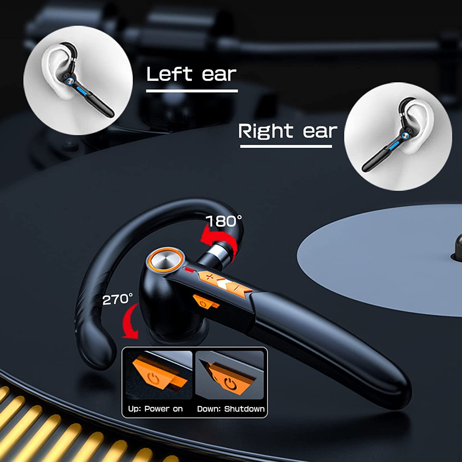 Mosonnytee Headphones Wireless Bluetooth earpiece Bluetooth Headset for Cell Phones with Microphone Noise Cancelling Hands-Free Headset Physical switches & Touch Multifunction botten