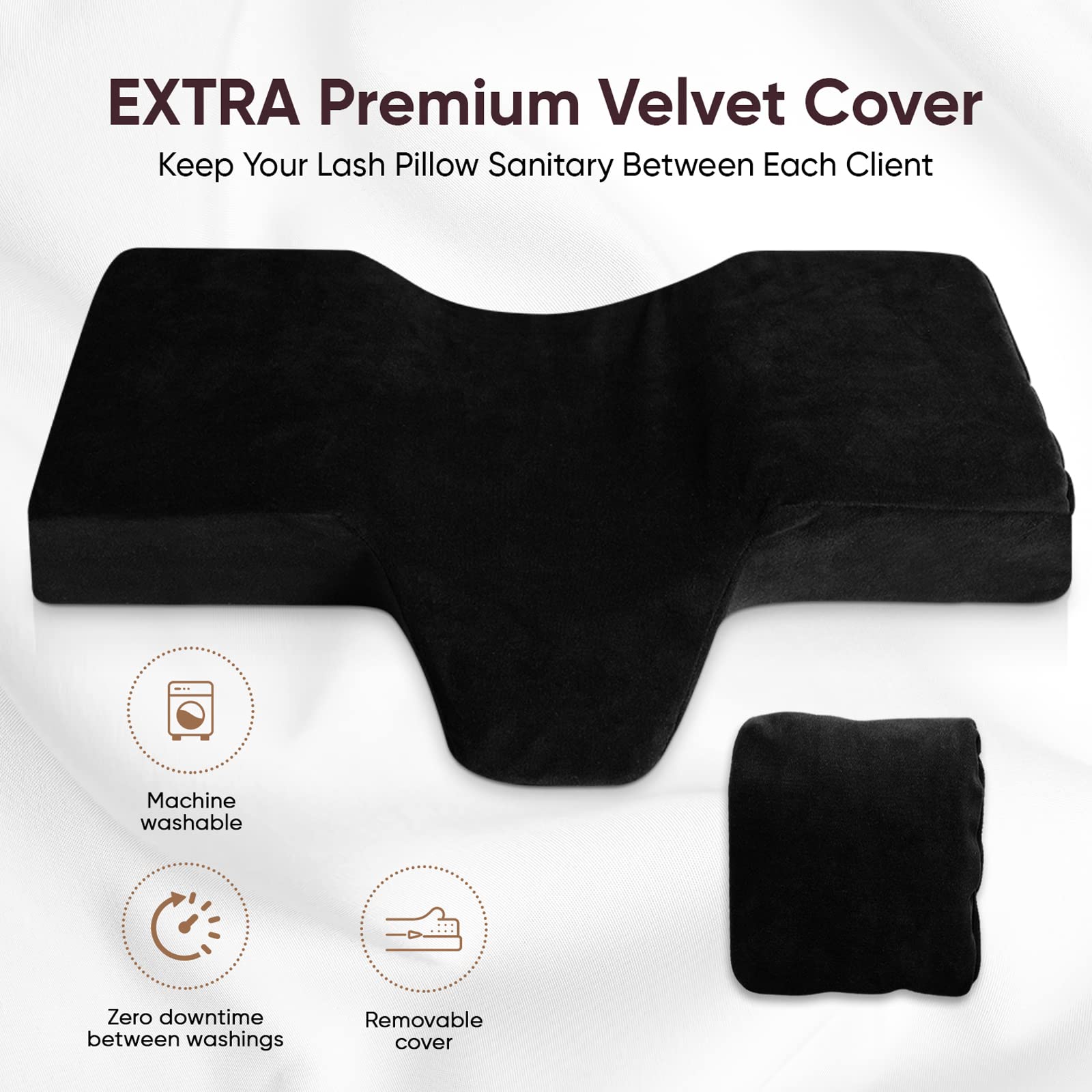 Navizam Lash Pillow for Lash Extensions, Memory Foam Eyelash Extension Pillow with Extra Pillow Case, Ergonomic Neck Pillow