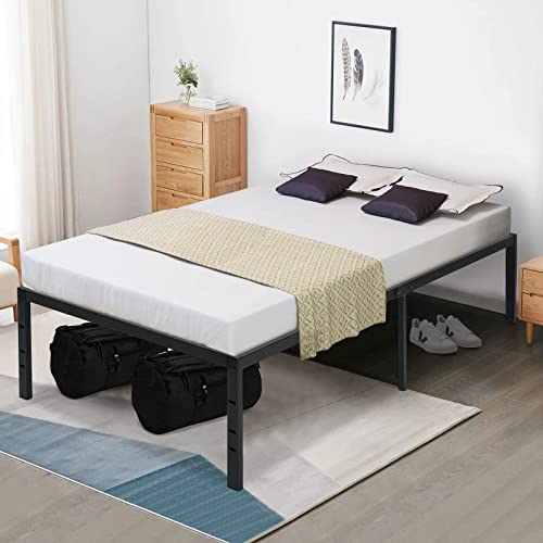 Rottnen Twin Metal Platform Bed Frame, Heavy Duty Steel Slat/Easy Assembly/No Box Spring Neededļ¼14 Inches High Bed Frame with Ample Storage, Sturdy and Noise-Free, Black