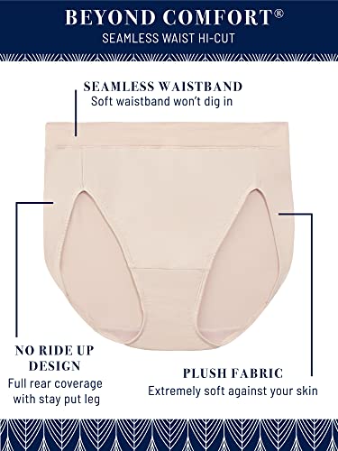 Vanity Fair womens Beyond Comfort Seamless Waist Panties Briefs, Hi Cut - Neutral, 7 US