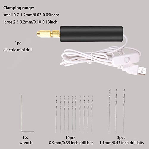 Micro Handheld Drill Bits, 0.7-1.2mm Crystal Epoxy For Resin Jewelry Making Mini Electric Drill Set DIY ABS
