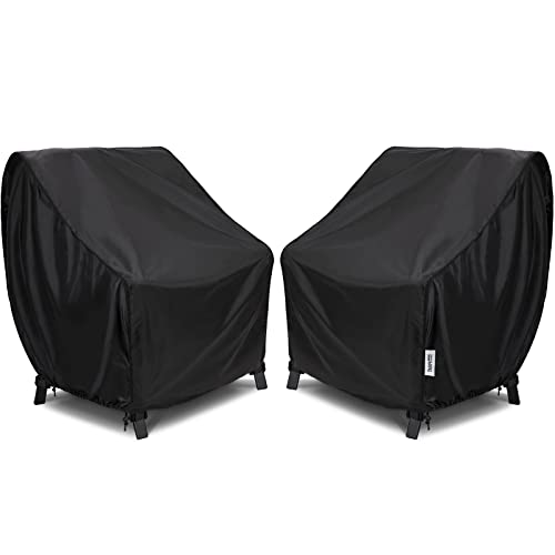 VARIETYFACE Waterproof Patio Furniture Covers,Outdoor Chair Covers 2 Pack Sunproof,Durable Lawn Chair Covers,Fits up to 35W x 38D x 31H inches Black