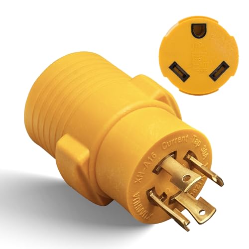 MECMO NEMA L14-30P to TT-30R 30 Amp RV Generator Adapter, 4 Prong 30A L14-30P Locking Male 125/250 Generator Plug to TT-30R Female 30A RV Outlet Heavy Duty 30 Amp RV Generator Power Adapter ETL Listed