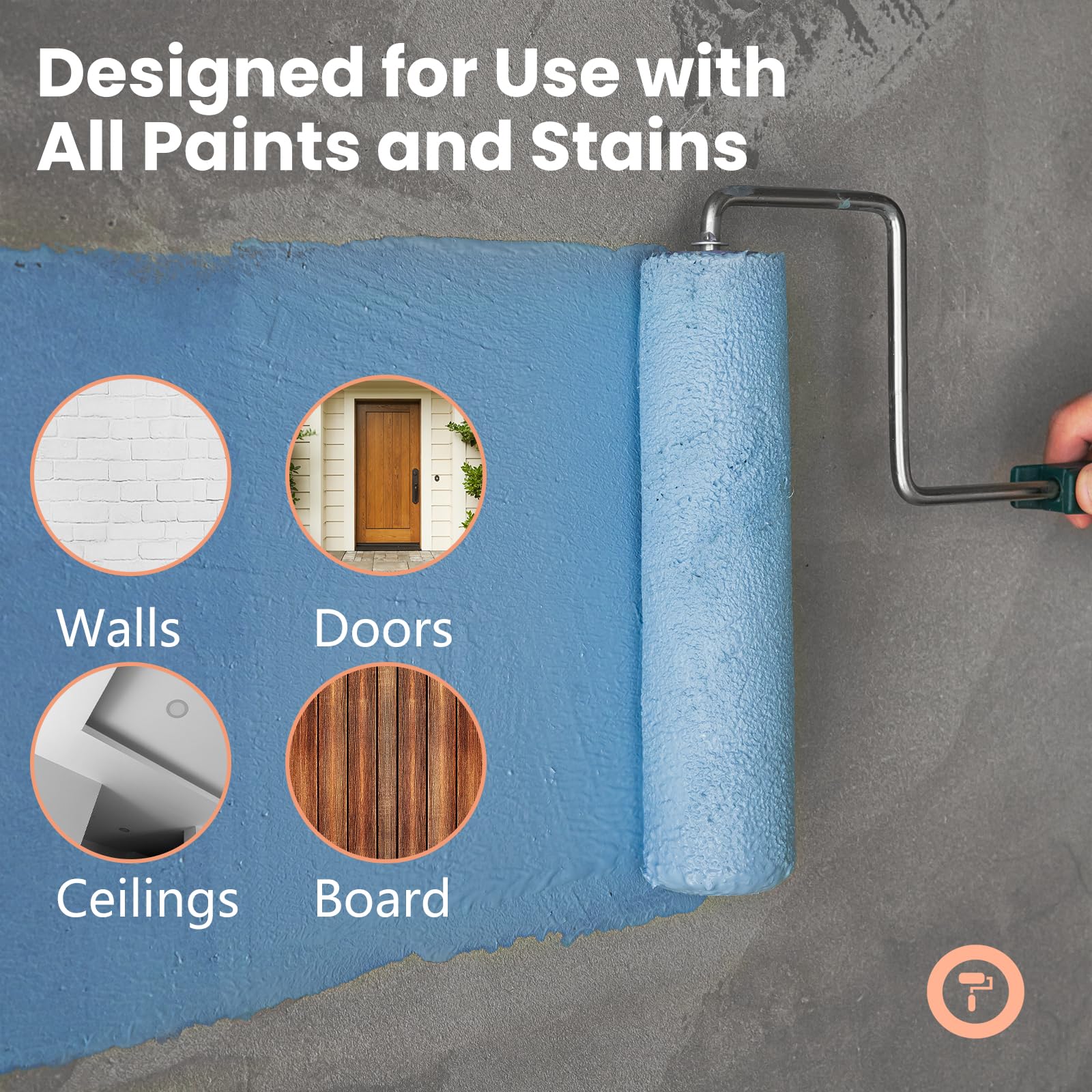 Mister Rui Paint Roller Kit, 18 Pack Paint Roller Set, 4"9" Paint Rollers for Painting Walls, Paint Tray with Liners, Angled Paint Brush, Professional Painting Kit for Home Improvement