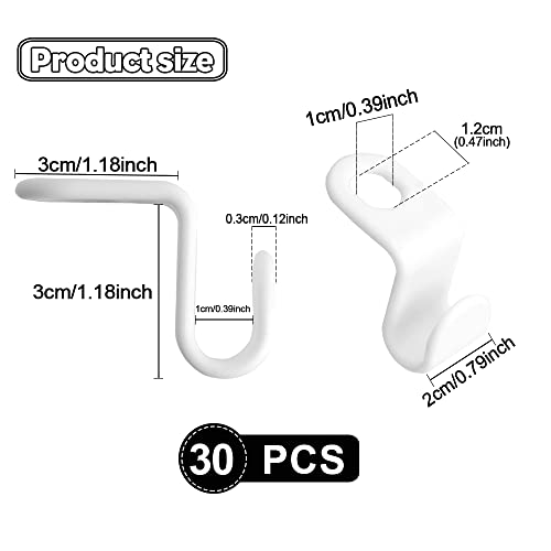 PENCK Hanger Space Saving Hooks Plastic Clothes Hanger Connector Hooks for Closet Space Saver and Organizer Closets, 30Pcs, Load 20 Pounds, White