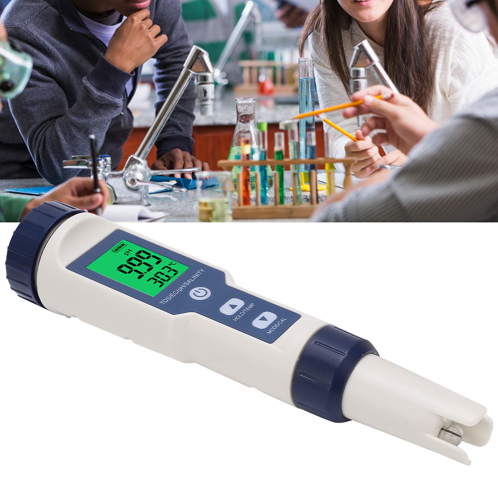 Zyyini EZ‑9909SP 5 in 1 Water Quality Test Pen for pH, EC, TDS, Salinity and Temperature IP 67 Waterproof and dustproof Automatic Recognition