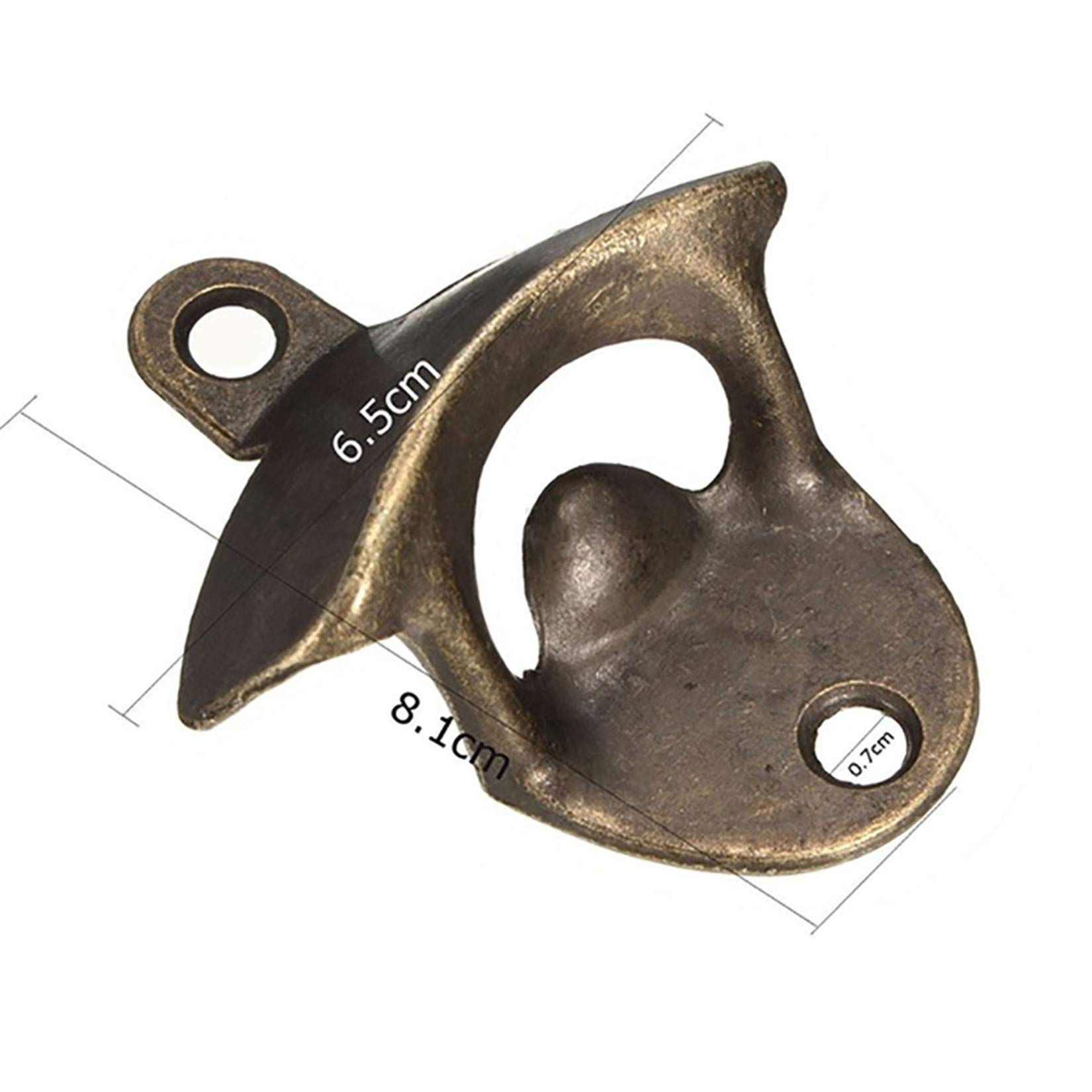 LIUCM Cast Iron Wall Mounted Bottle Opener With Screws For Beer Cap Coke Bottle Vintage Rustic Bar,Bronze