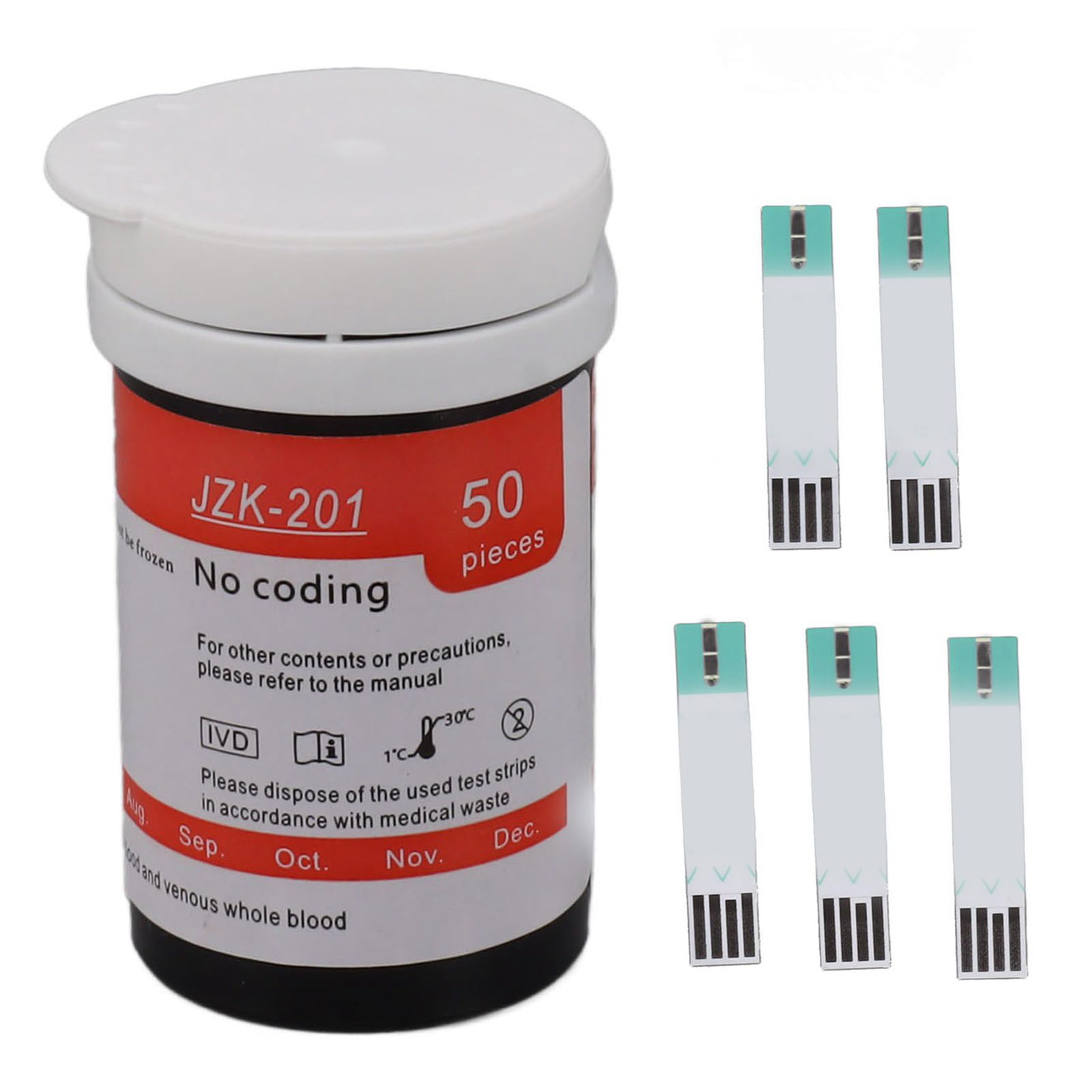 Pissente 50 Count Accurate Sugar Test Strips for Diabetes Sugar Monitoring, PET Material, Easy to Use