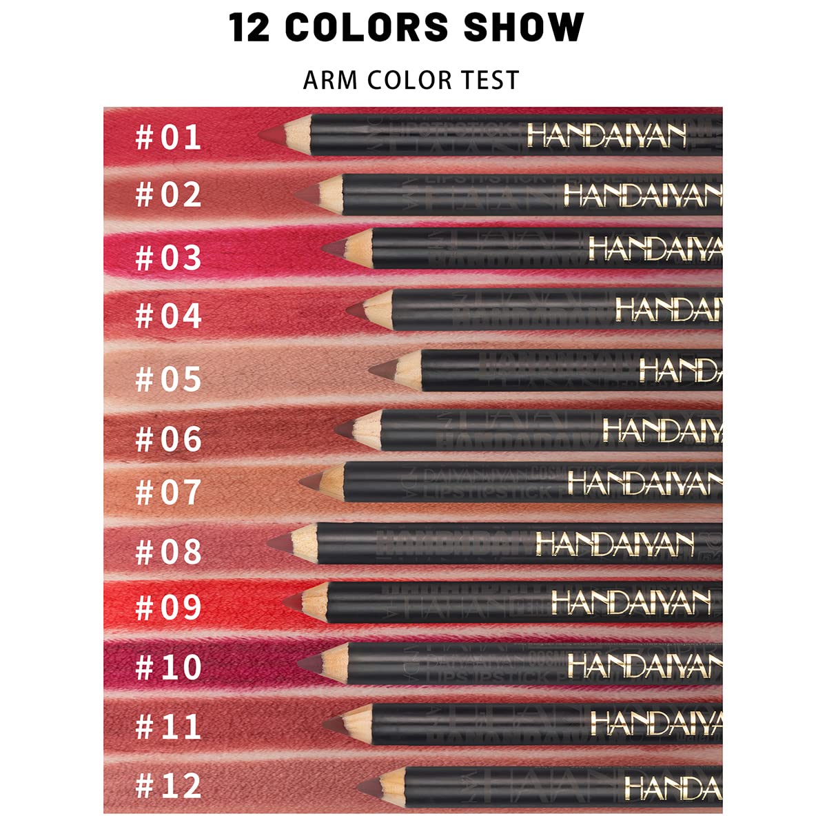NICEFACE 12 Colors Matte Lipstick Pen Set, High Pigmented Smooth Natural Velvet Lip Liner, Waterproof Long Lasting Soft Lip Makeup Lipliner Set