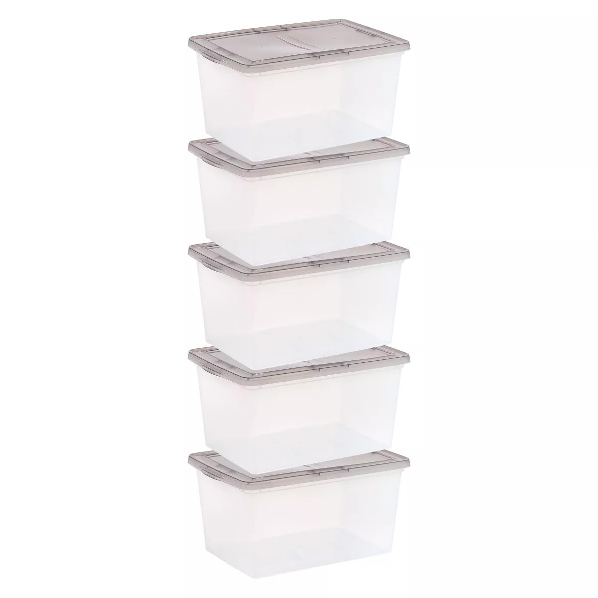 TRoMI 5-Pack 58-Quart Snap-On Plastic Storage Bins, Stackable Large Capacity