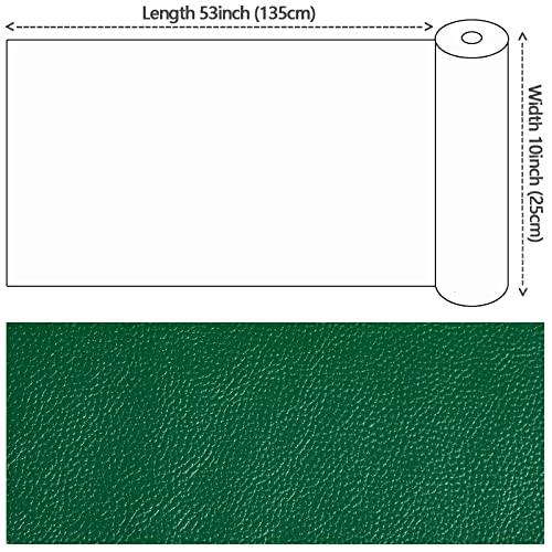Solid Color Green Faux Leather 10 "X53" (25cmX135cm), Faux Leather Sheets Roll Very Suitable for Making Crafts, Leather Earrings, Bows,Sewing (Green)