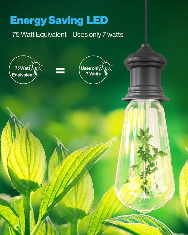 Sunco 16 Pack Dusk to Dawn Indoor Residential Vintage LED Edison Bulbs 75W Equivalent 7W, 850 Lumens Non-Dimmable ST58 Filament 4000K Cool White, E26 Medium Base 120V Clear Glass Light Bulbs