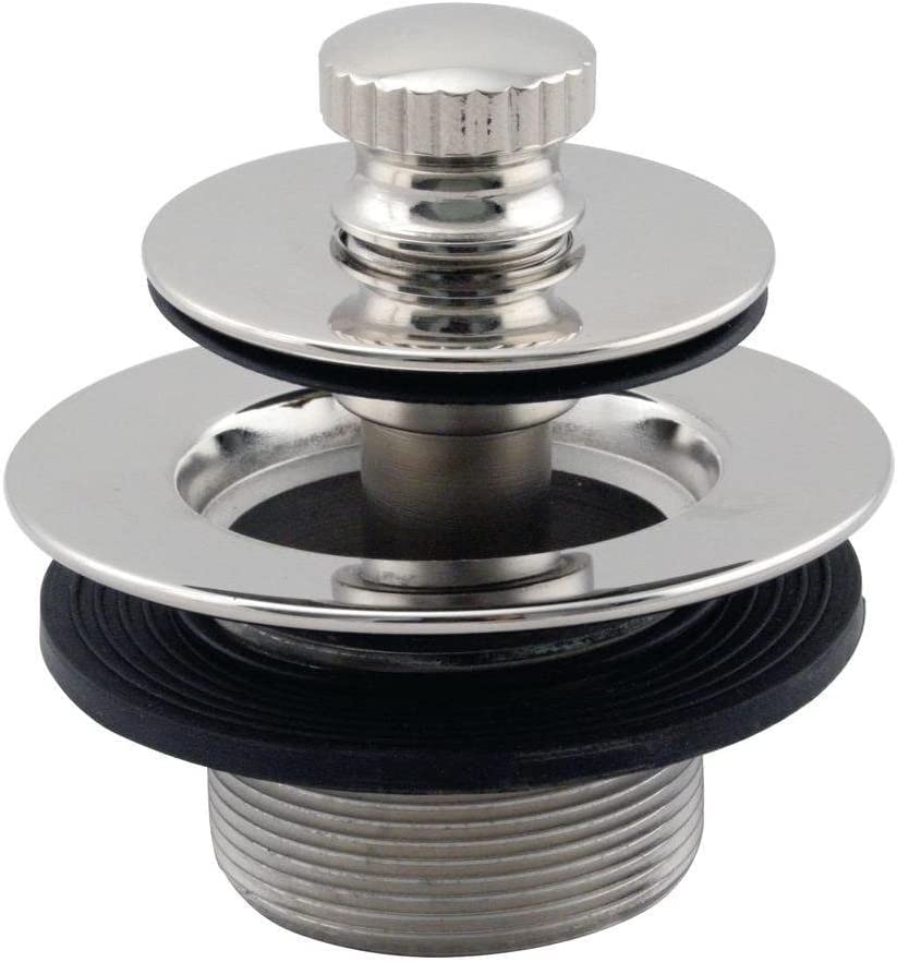 Westbrass D941K-26 1-3/8" Fine Thread Twist & Close Bathtub Drain Trim with One-Hole Overlfow Faceplate and Universal Adaptor, Polished Chrome