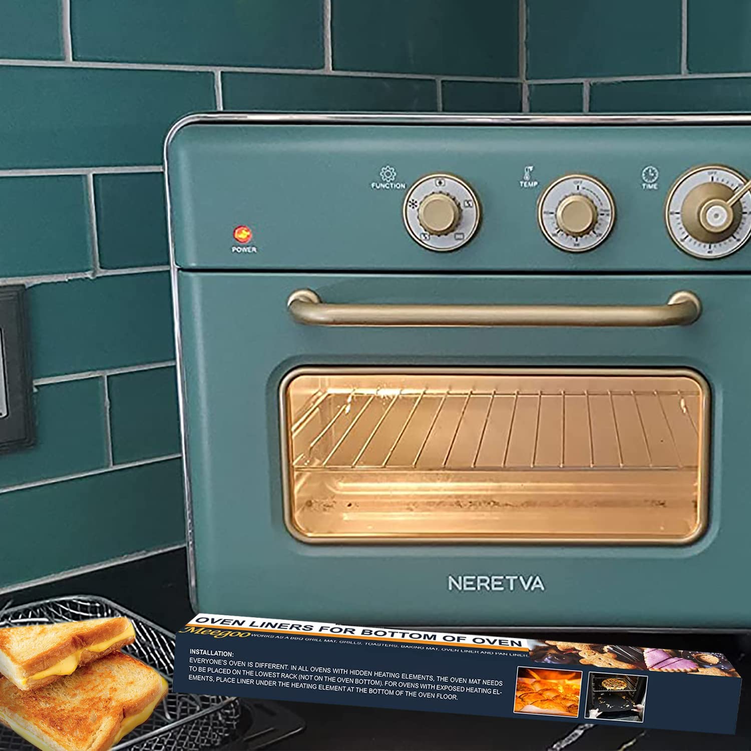 Meegoo Toaster Oven Liner - Nonstick Oven Liners for Bottom of Electric, Gas, Microwave & Toaster Ovens, Toaster Oven Accessories, Prevent Spillovers, Dishwasher Safe(6 Pack, 11" x 9")