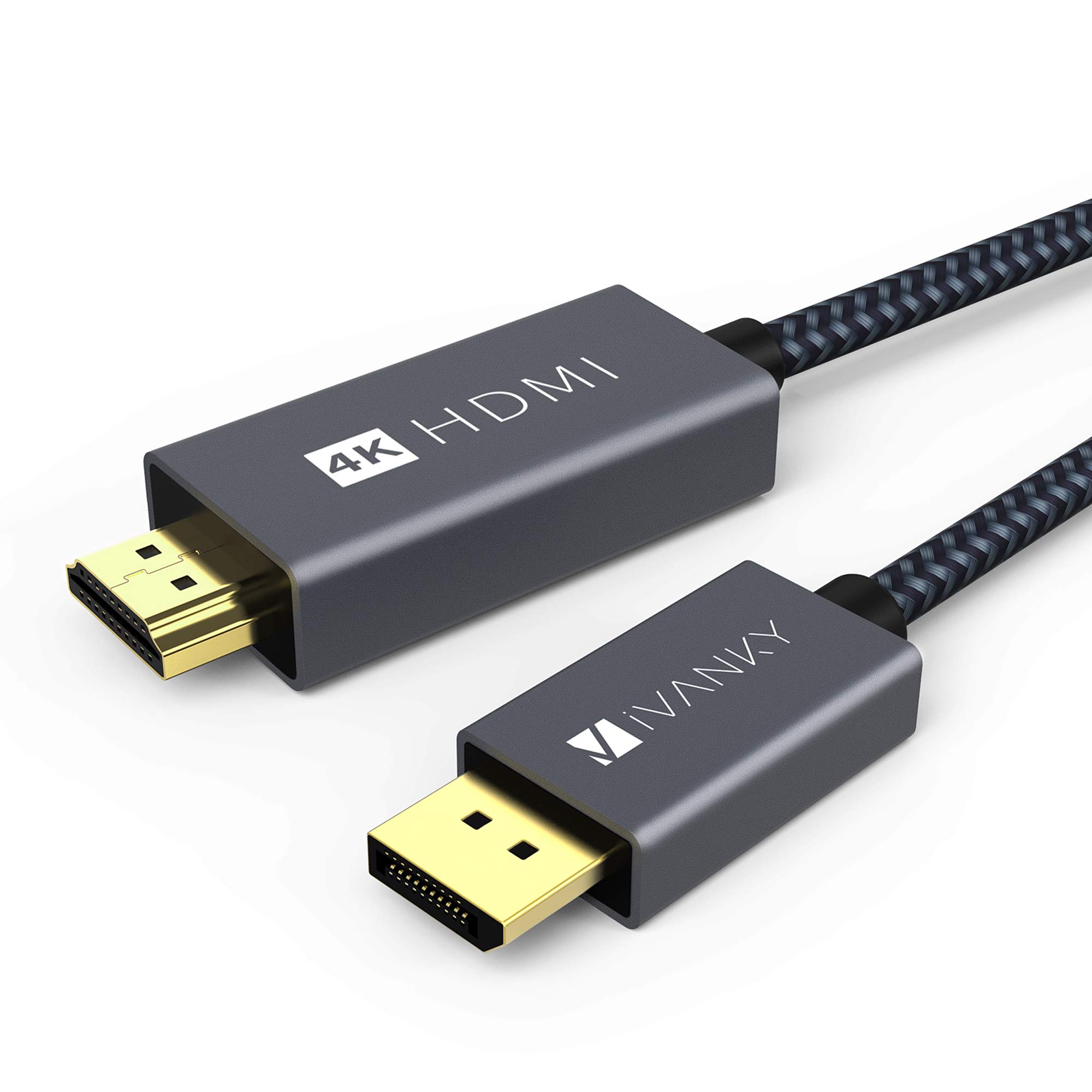IVANKY DisplayPort to HDMI Cable, Uni-Directional 4k@30Hz DP to HDMI Cable and Uni-Directional 4k@60Hz DP to HDMI Cable