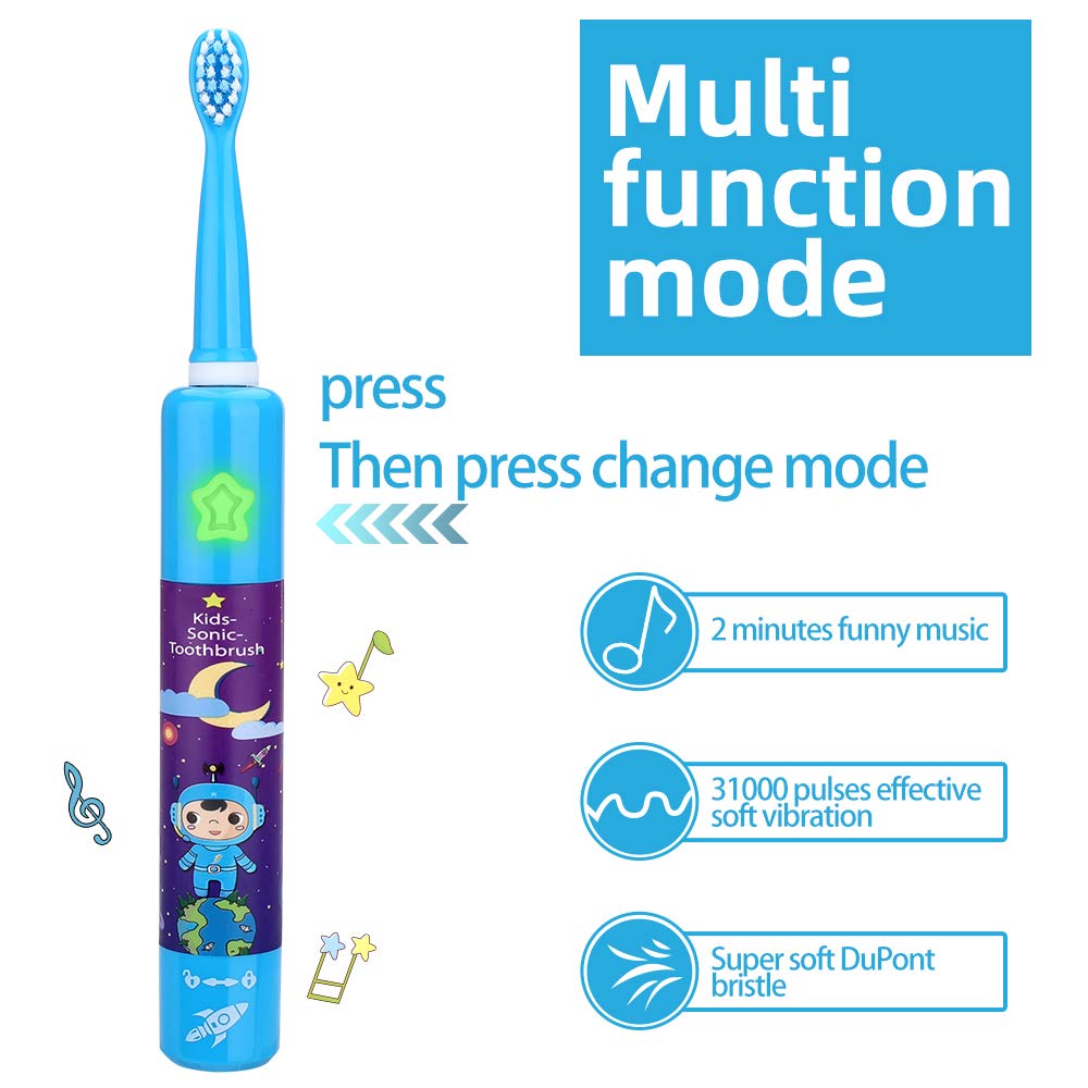 OJV 8620 Musical Electric Toothbrushes for Kids Children (Bule+Pink)