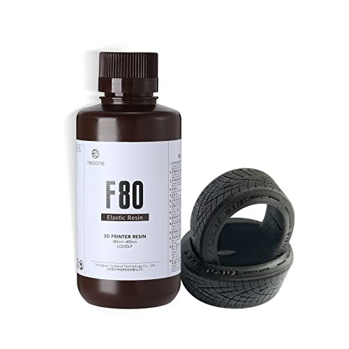 RESIONE 3D Printer Resin, F80 Elastic Resin 405nm UV-Curing Resin with High Elongation at Break High Resilience Photopolymer Resin for LCD DLP MSLA 3D Printing (Black, 500g)
