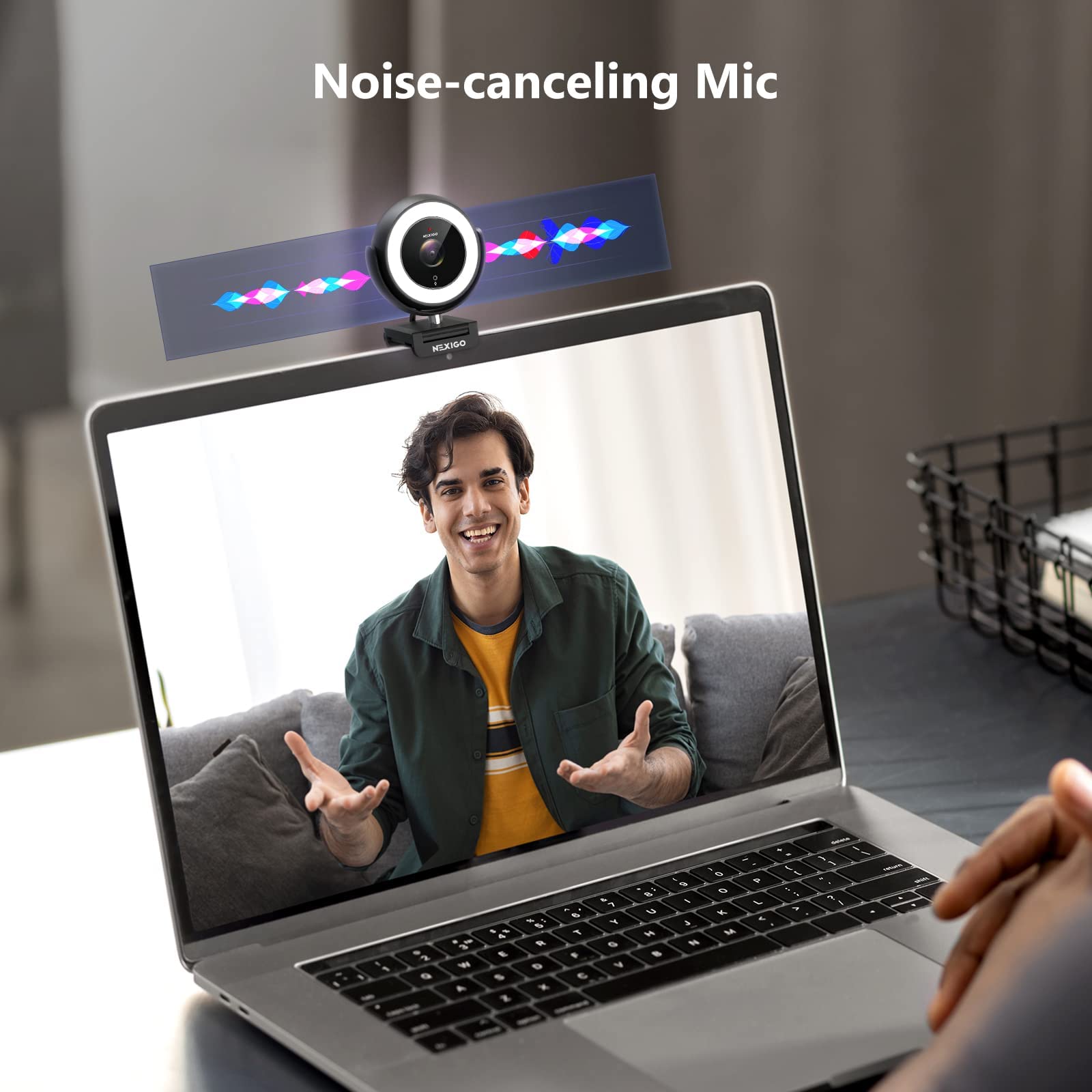 NexiGo N940E (Gen 3) 60FPS Zoomable 1080P Webcam with Remote Control, Magnetic Privacy Cover, Adjustable Brightness, Noise Reduction Mics, for Zoom Skype Teams, Black