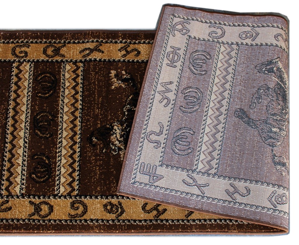 Western Area Rug Design 370 Lodge Brown (2 Feet 4 Inch X 10 Feet 9 Inch) Runner