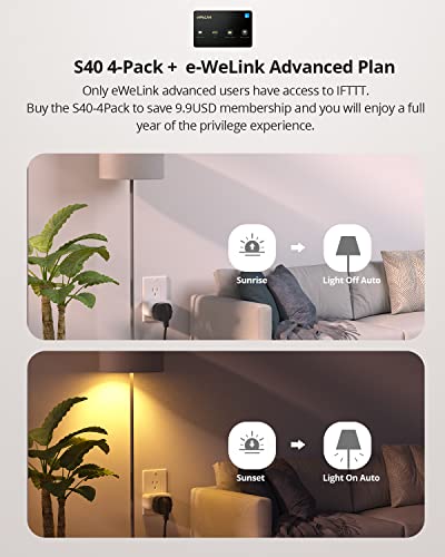 SONOFF S40 WiFi Smart Plug with Energy Monitoring, 15A Smart Outlet Socket ETL Certified, Work with Alexa & Google Home Assistant, IFTTT Supporting, 2.4 Ghz WiFi Only (4-Pack)