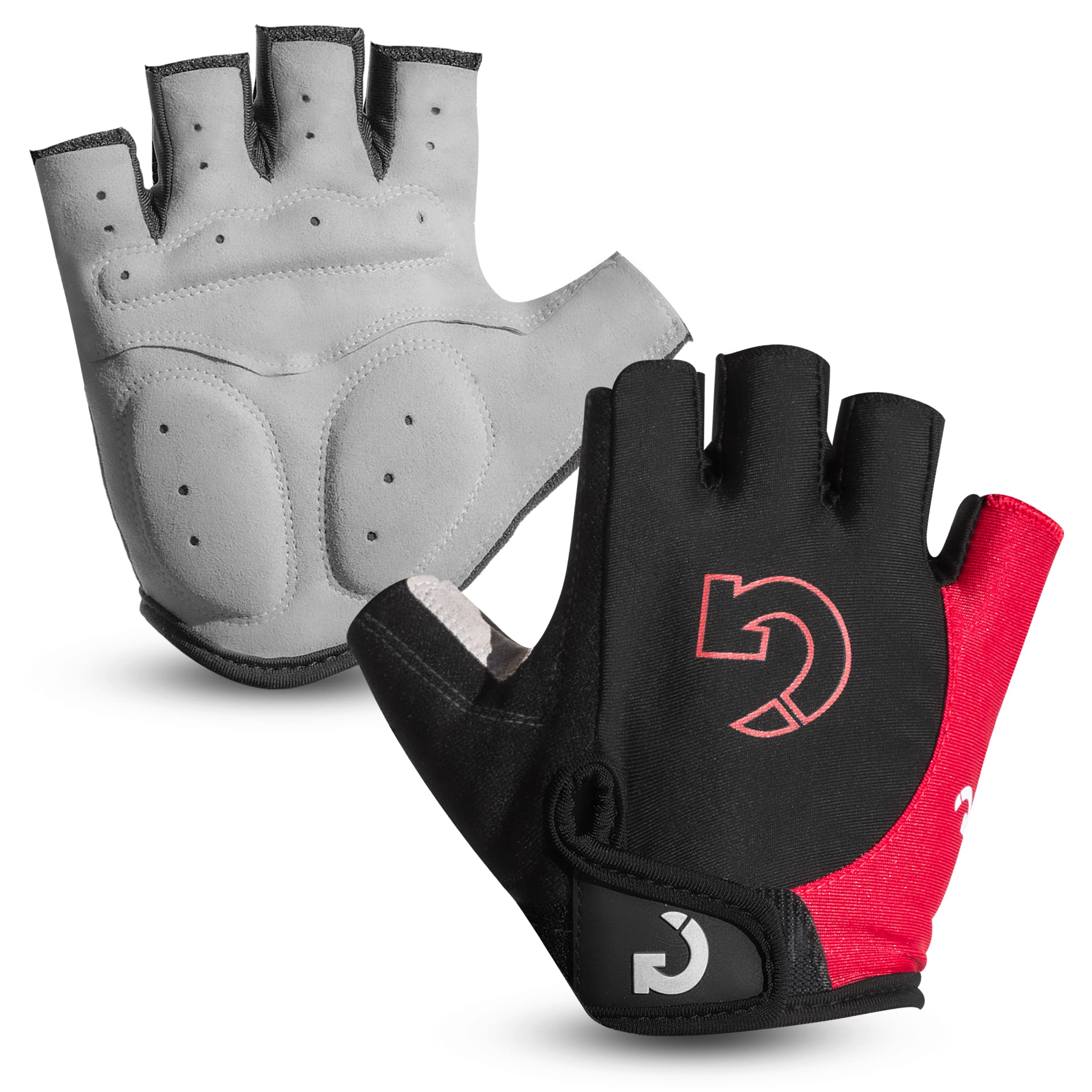 GEARONIC Cycling Bike Bicycle Motorcycle Glove Shockproof Foam Padded Outdoor Workout Sports Half Finger Short Gloves - Red XL