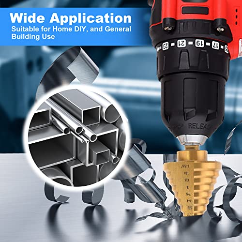Luckyweld Step Drill bit Set 1/4” to 1-3/8”, Multifunction Triangle Handle Drilling Step Bit Set for Metal and Wood