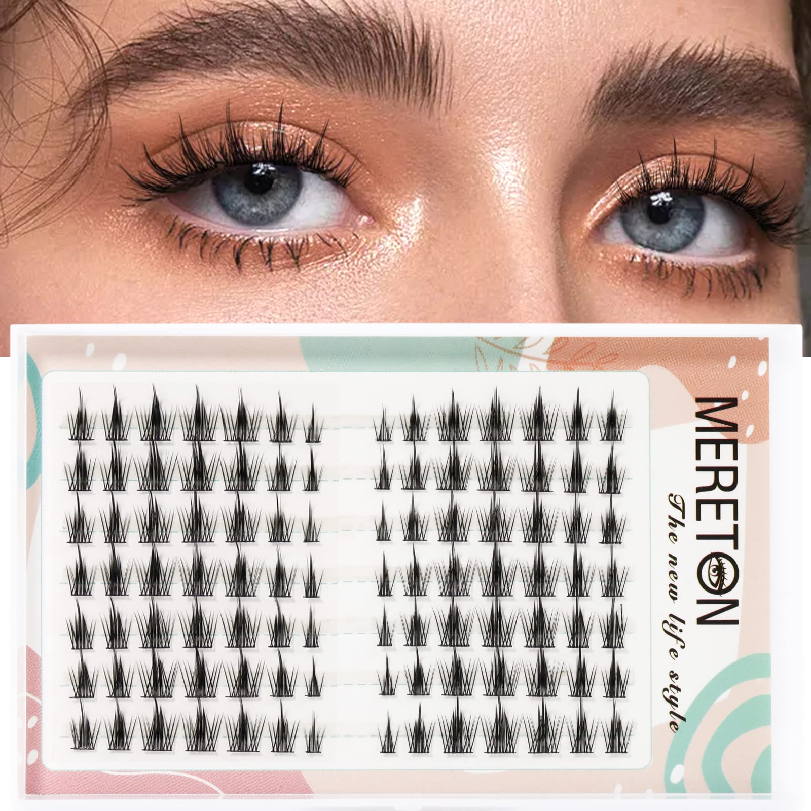 MERETON False Eyelash Glue and Manga Lashes Individual Anime Lash Clusters
