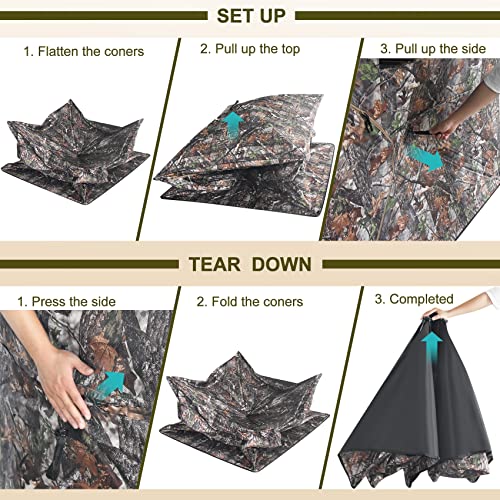 Seeutek Hunting Blind, See Through Hunting Blinds 270 Degree with Carrying Bag, 3 Person Pop Up Ground Blinds for Deer Hunting, Portable Durable Deer Blind for Hunting.
