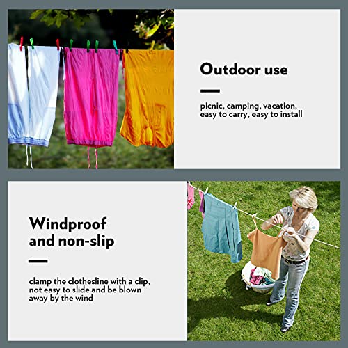 Retractable Clothesline, up to 40 feet Long, can Bear 30 pounds, Easy to Carry, Simple to Install, and can be Used Indoors and Outdoors (Green)