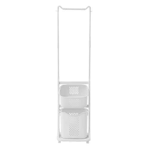 Laundry Basket 3-Layer Clothes Storage Basket Rolling Laundry Cart with Wheels, Bathroom Clothes Hamper Organizer Freestanding Household Storage Shelf for Bathroom Kitchen Bedroom