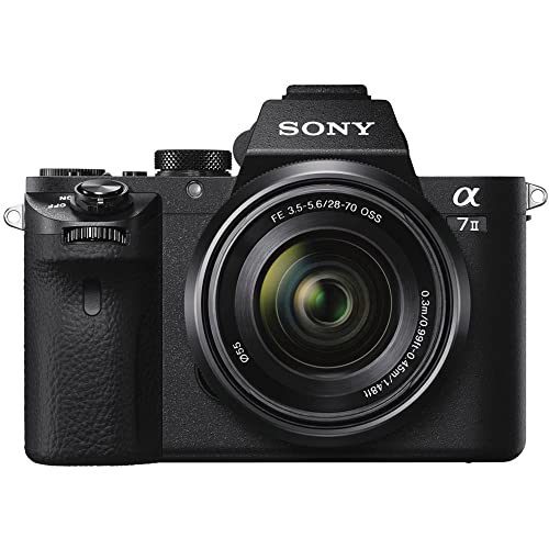 Sony a7 II Mirrorless Camera with 28-70mm Lens (ILCE7M2K/B) + Bag + 64GB Card + Card Reader + Flex Tripod + Hand Strap + Memory Wallet + Cap Keeper + Cleaning Kit (Renewed)