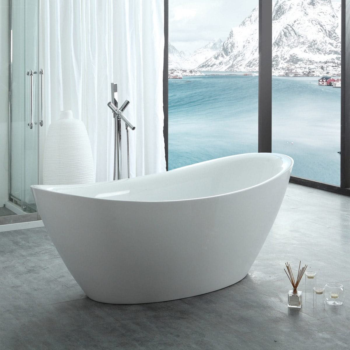 Vintage Tub & Bath Gloria 71 Inch Acrylic Double Slipper Freestanding Tub - No Faucet Drillings