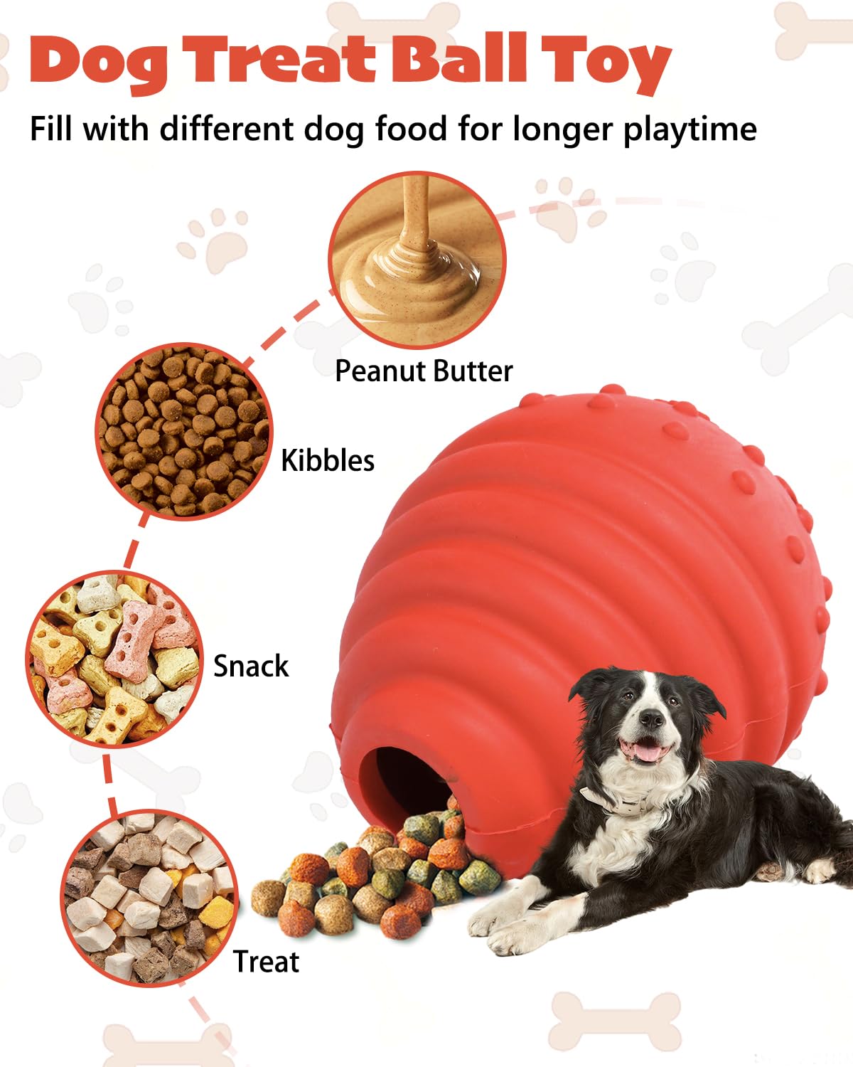 SCHITEC Treat Dispensing Dog Toy, [2 Pack] Interactive Puzzle Slow Feeder Ball for Mental Stimulation, Rubber Enrichment Chew Toys for Small Medium Large Dogs