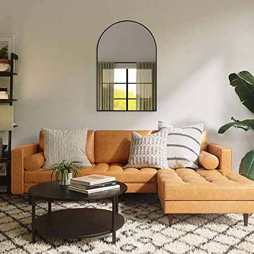 QDSSDECO Arched Mirror Black Vanity Wall Mirrors with Aluminum Frame for Bathroom, Living Room, Entryway, 24"x36"