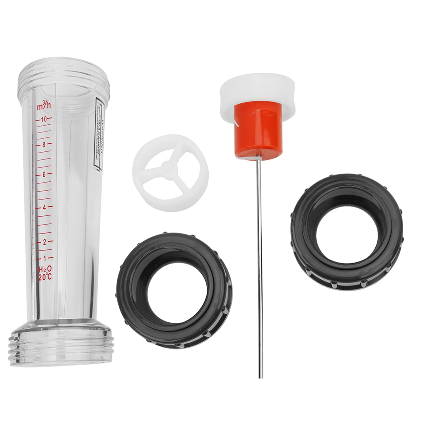 LZS-50(D)Liquid Flowing Rate Gauge 1-10 Tube Type Flowmeter 63mm/2.5in Liquid Flowing Meters Plastic Flat Interface Hydraulic Valve Fittings