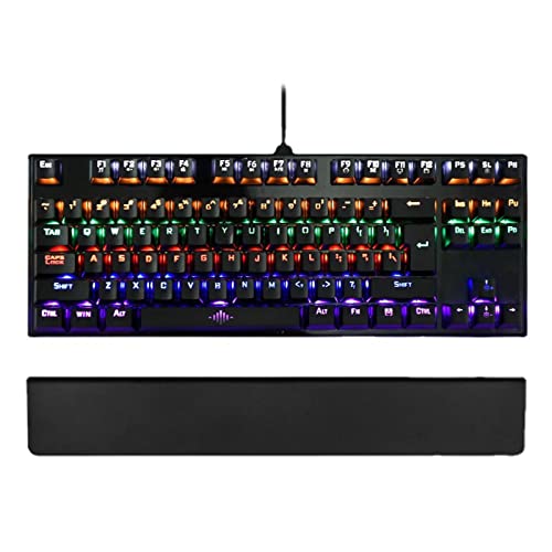 Pomya Mechanical Gaming Keyboard, Colorful RGB Backlit Keyboard, 87 Key Computer Keyboard, Blue Switch with Wrist Rest for Computer Desktop PC