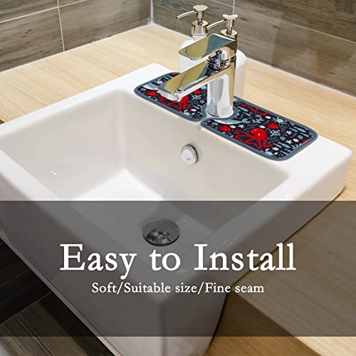 Kitchen Faucet Absorbent Mat 2 Pieces Cute Octopus Fish Crab Faucet Sink Splash Guard Bathroom Counter and RV,Faucet Counter Sink Water Stains Preventer